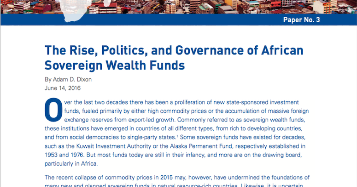 The Rise, Politics, and Governance of African Sovereign Wealth Funds | Wilson Center